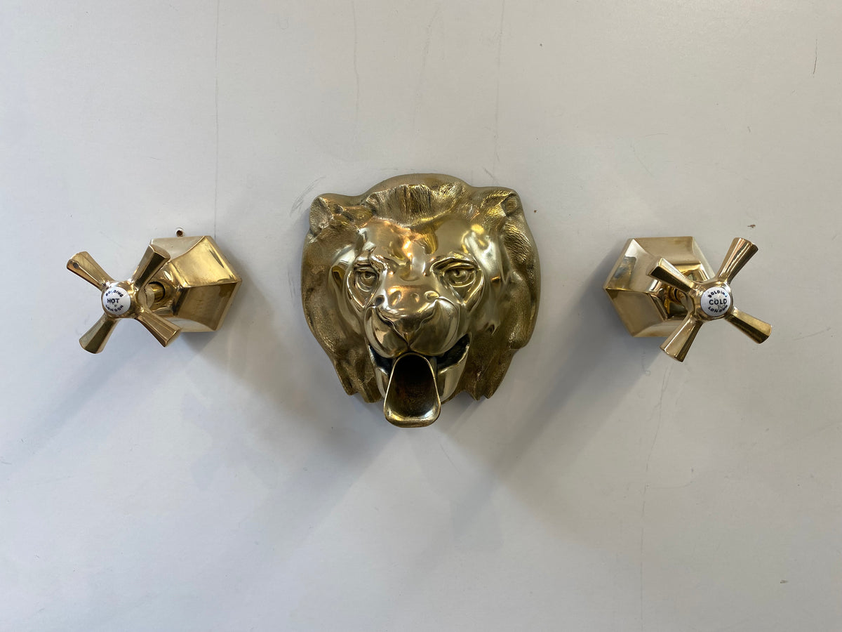 Art Deco Solid Lost Wax Cast Brass Lion Head Bath Filler Mixer Tap by ...