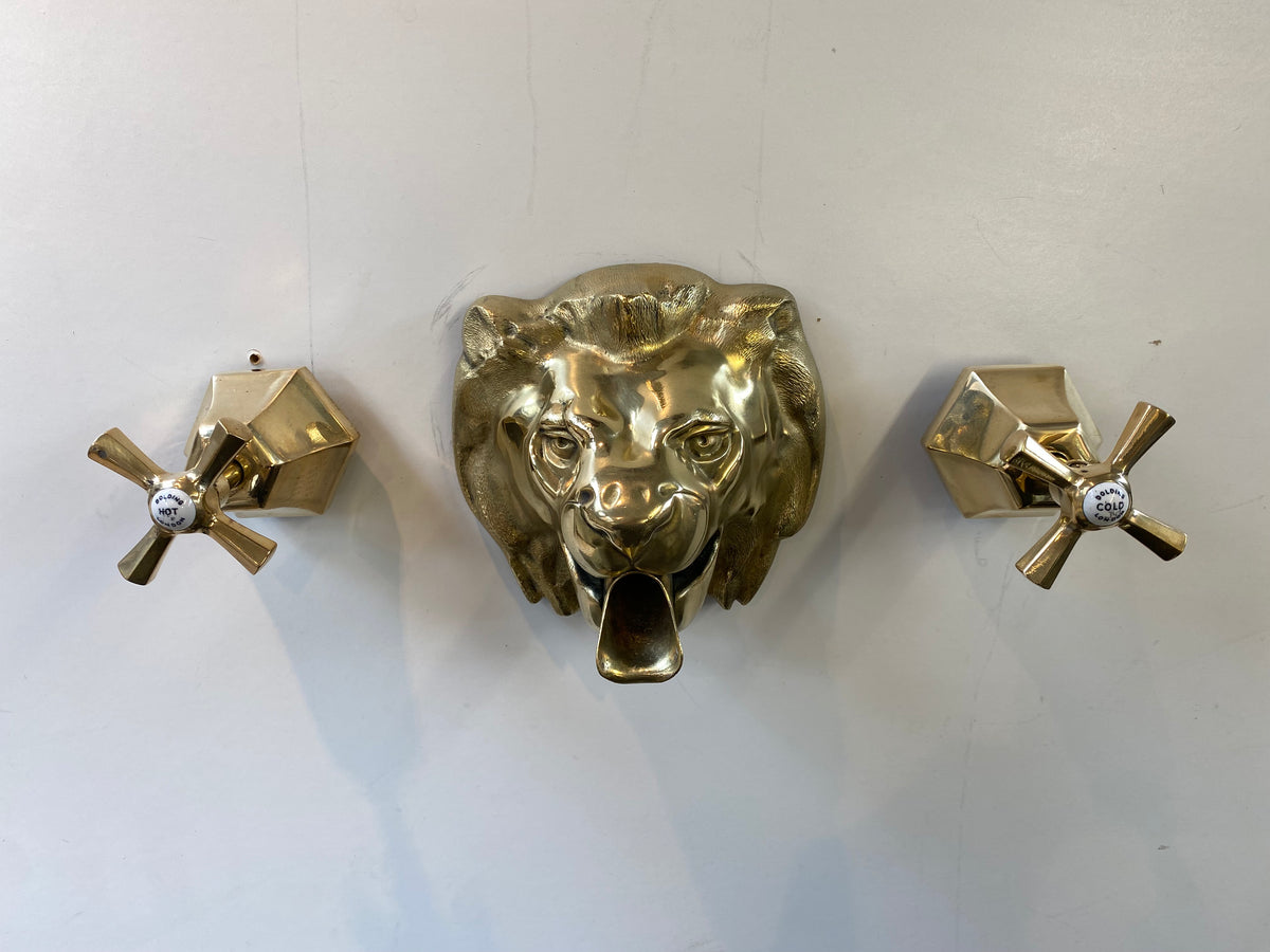 Art Deco Solid Lost Wax Cast Brass Lion Head Bath Filler Mixer Tap by ...